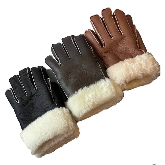 Lukkiu | Accessories | Unisex Premium Shearling Sheepskin Leather ...